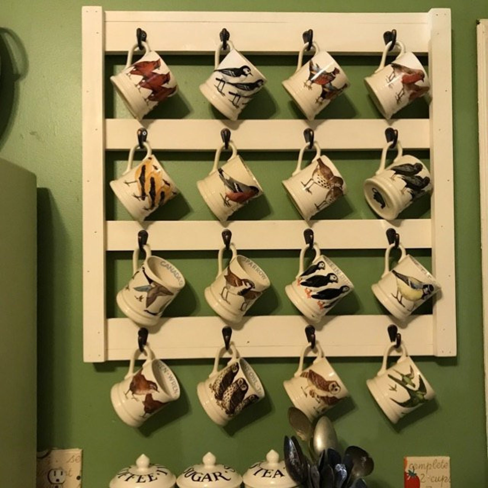 Coffee Mug Rack Large Mug Rack Cup Holder Kitchen Wall Decor Farmhouse ...