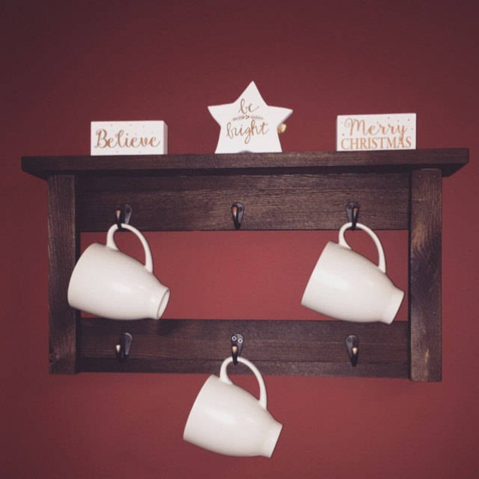 Farmhouse Mug Rack Small Coffee Mug Rack Small Cup Holder - Etsy