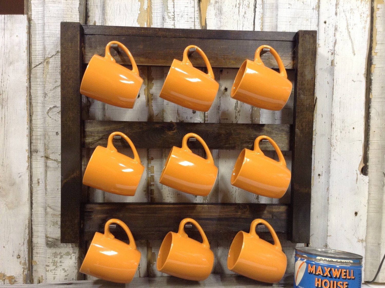 Coffee Cup Rack Mug Rack Wood Wall Rack Coffee Cup - Etsy