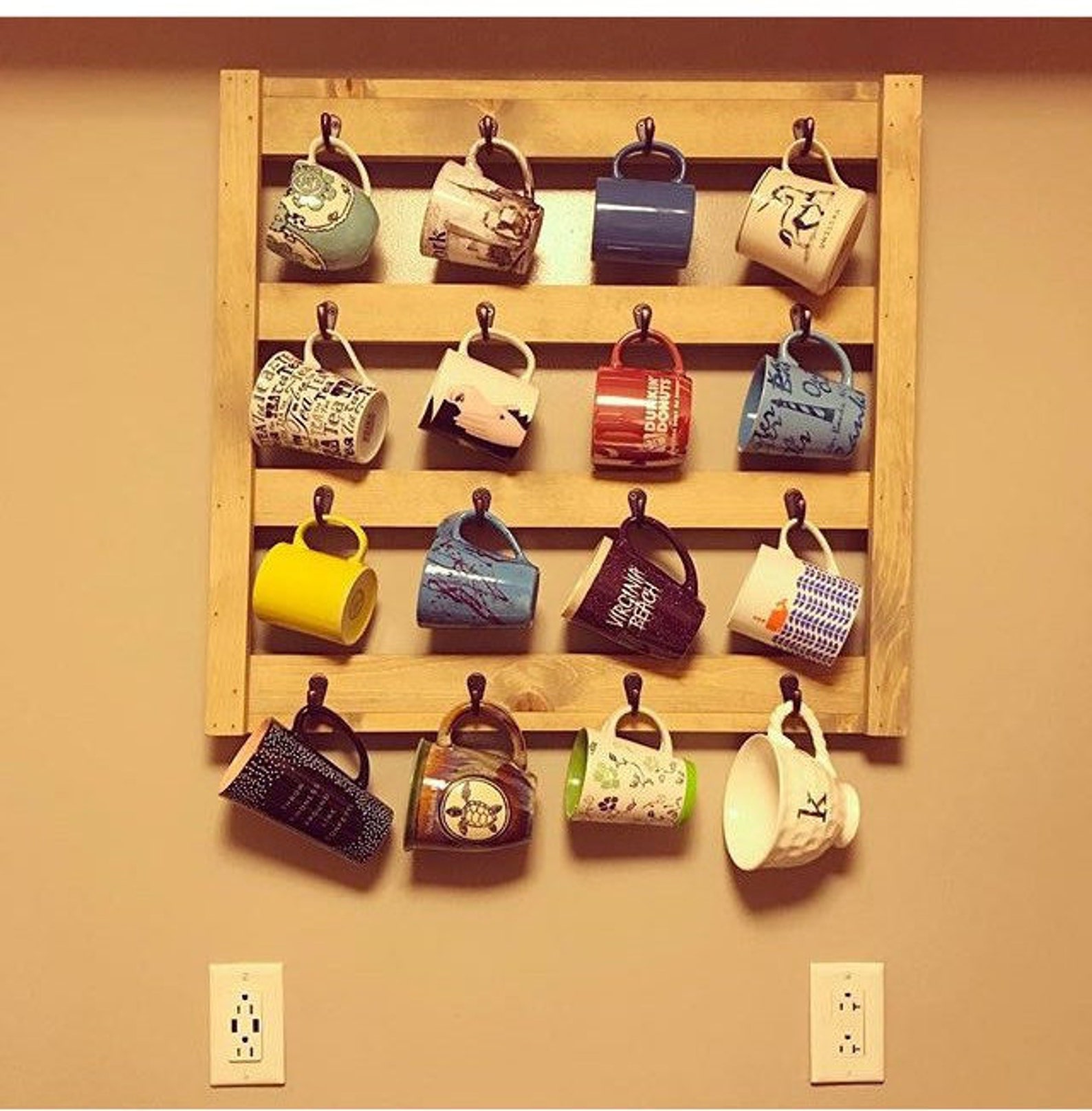 Coffee Mug Rack Large Mug Rack Cup Holder Kitchen Wall Decor Farmhouse ...