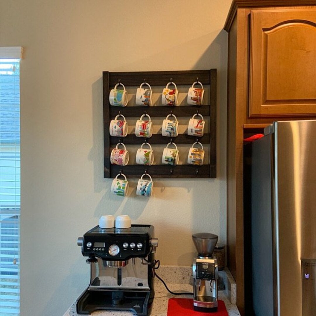 Coffee Mug Rack Large Mug Rack Cup Holder Kitchen Wall Decor Farmhouse ...