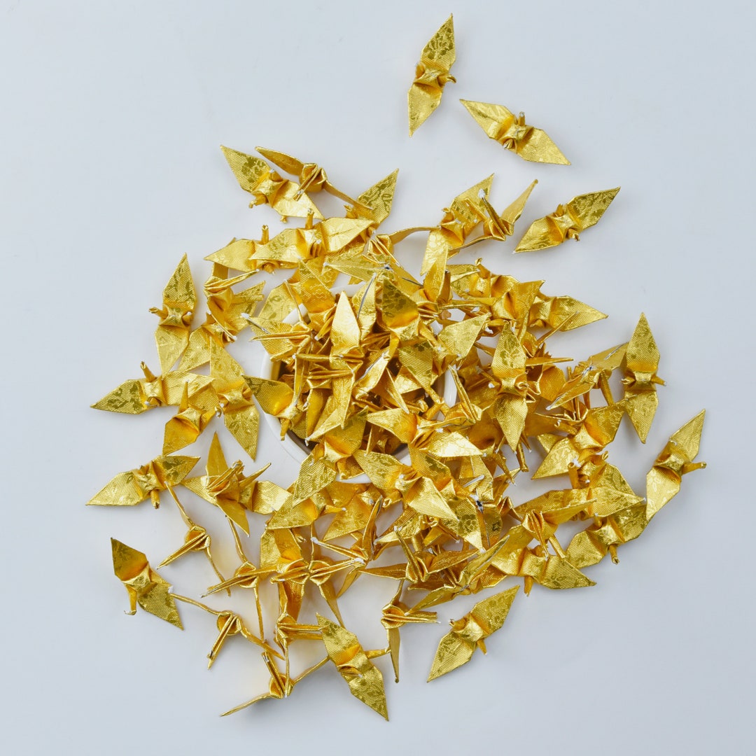 1000 Gold Flower Pattern Origami Paper Crane - Made Small 1.5 Inch ...