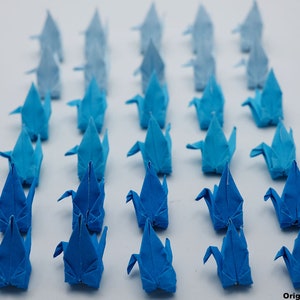 1000 Origami Paper Crane Blue Shade Tone Made of 100 500 Small 1.5x1.5 ...