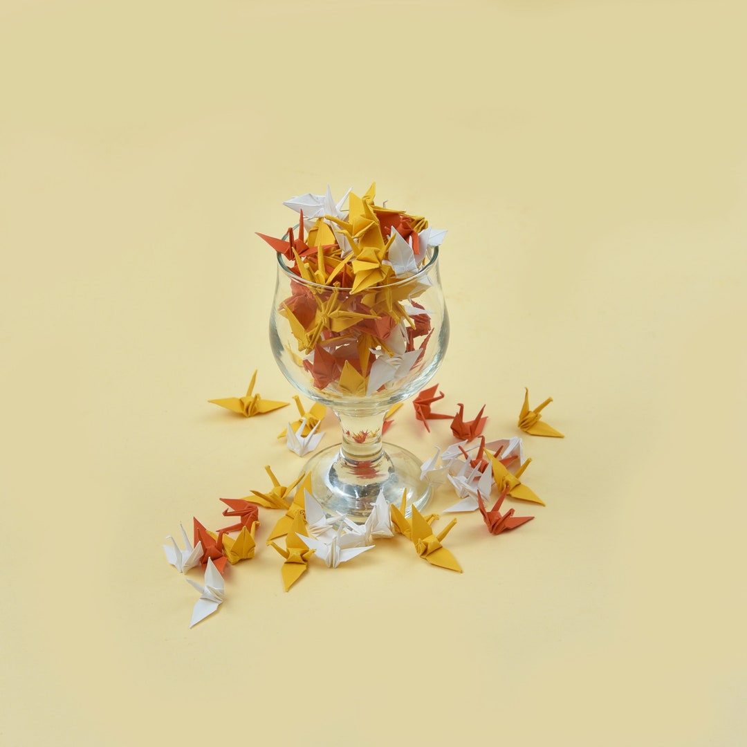 1000 Origami Paper Crane Wedding Gift Orange Yellow 1.5 Inches ...
