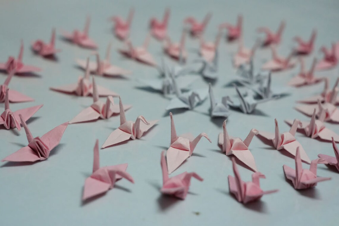 1000 Origami paper cranes Pink Shade Small 1.5 inch | Etsy