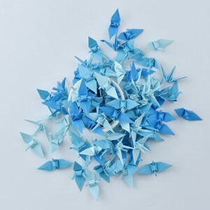 100 Blue Shade Origami Paper Cranes - Small 1.5x1.5 Inch - Origami ...