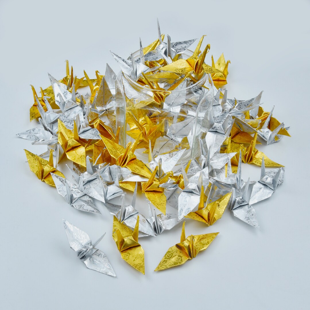 100 Origami Paper Crane Handmade Art Gold Sliver 1.5 Inches - Japanese ...