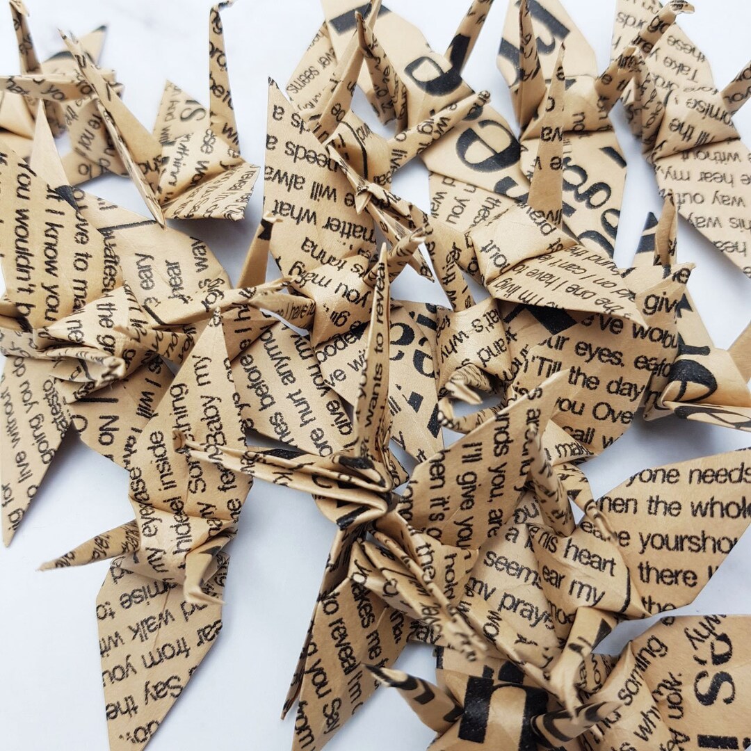 1000 Origami Paper Cranes Printed Paper of 100 500 Small 3 Inch Vintage ...