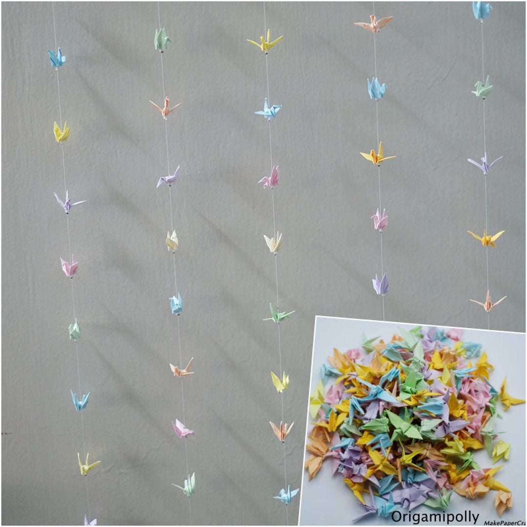 40 String 1000 Crane Origami Crane Garland Mix Color Small 1.5 Inch ...