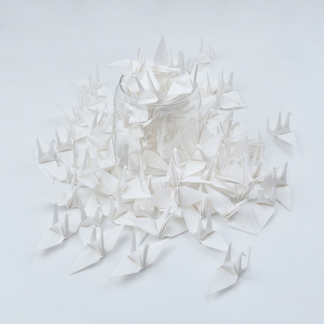 100 Origami Paper Crane Handmade Decor Ivory 3 Inches - Japanese Art ...