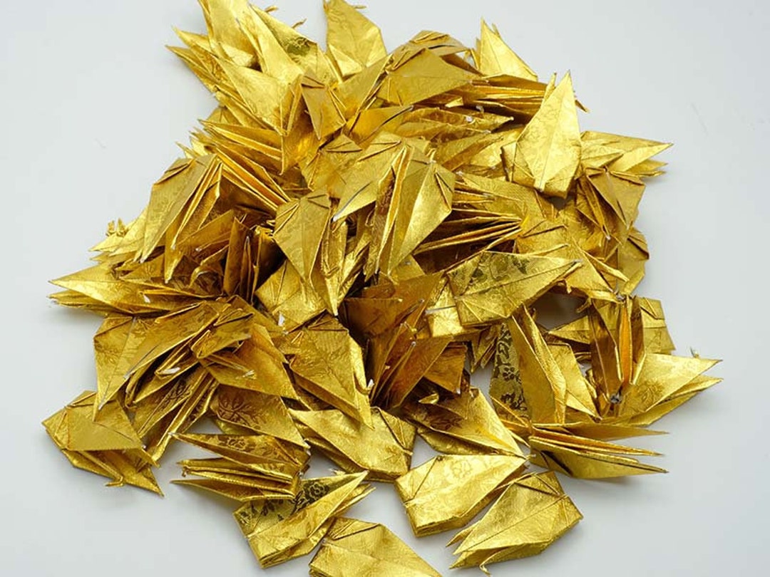 100 Origami Paper Crane Gold With Rose Pattern Origami Crane Made of 7. ...