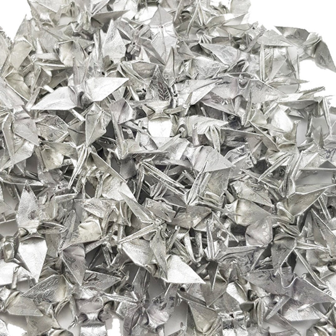 100 Origami Paper Crane Silver Origami Crane Made of 1.5x1.5 - Etsy