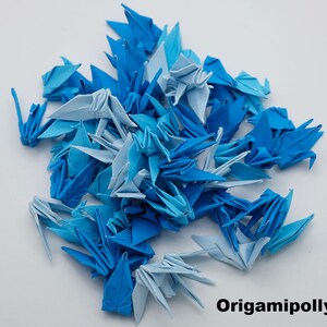 1000 Origami Paper Crane Blue Shade Tone Made of 100 500 Small 1.5x1.5 ...