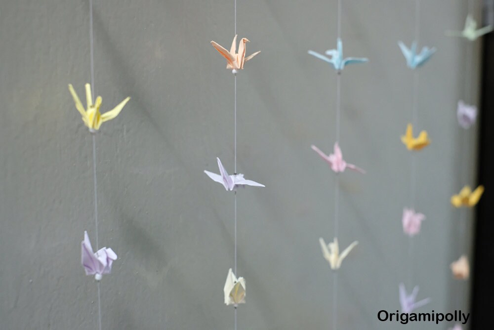 10 String 250 Crane Origami Crane Garland Mixed Coloe Small 1.5 Inch ...