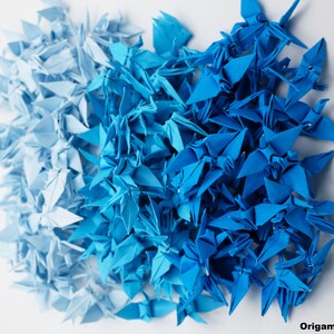 1000 Origami Paper Crane Blue Shade Tone Made of 100 500 Small 1.5x1.5 ...