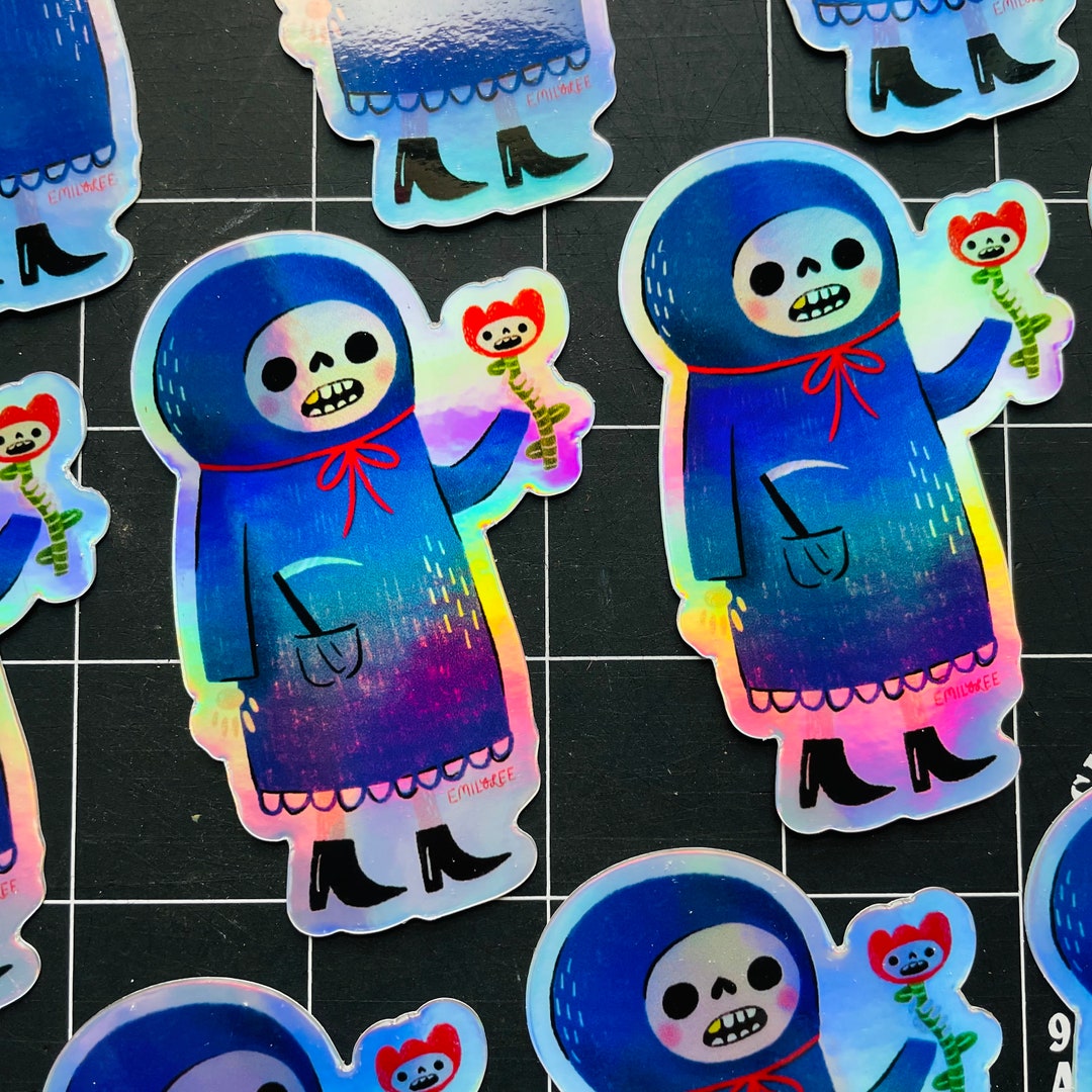 Cute Death Grim Reaper Holographic Sticker - Etsy