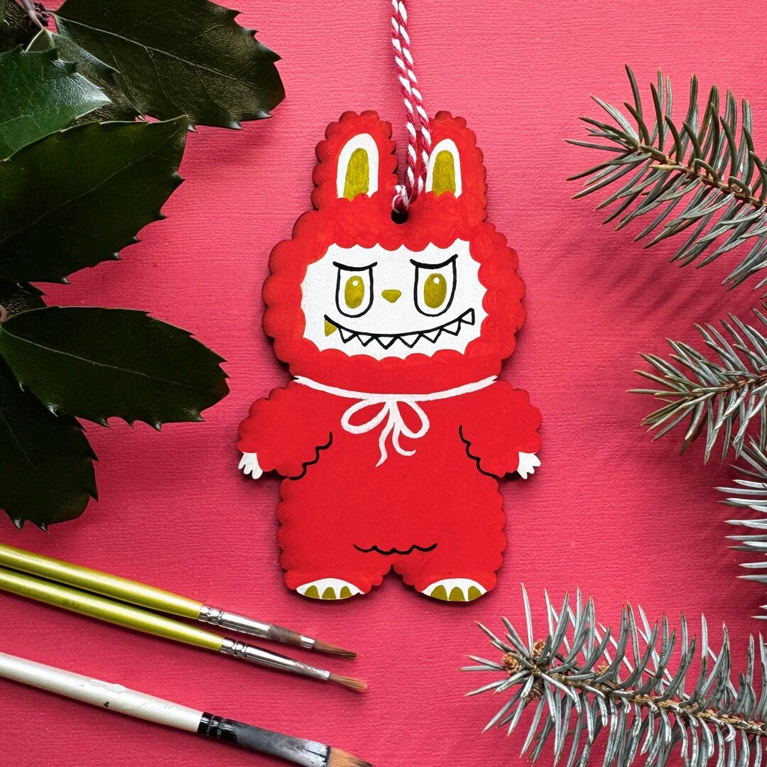 Labubu Inspired Christmas Ornament Handmade Wood 2025 Spooky Monster ...