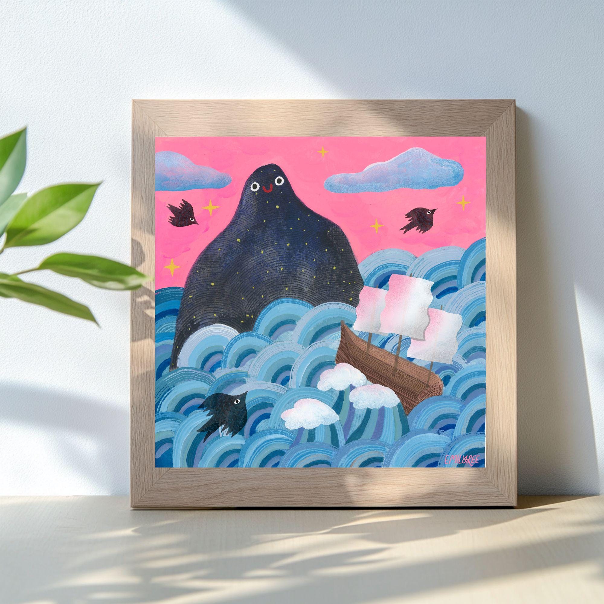 Umibozu Yokai Japanese Ocean Monster Art Print, Cryptid Wall Art ...