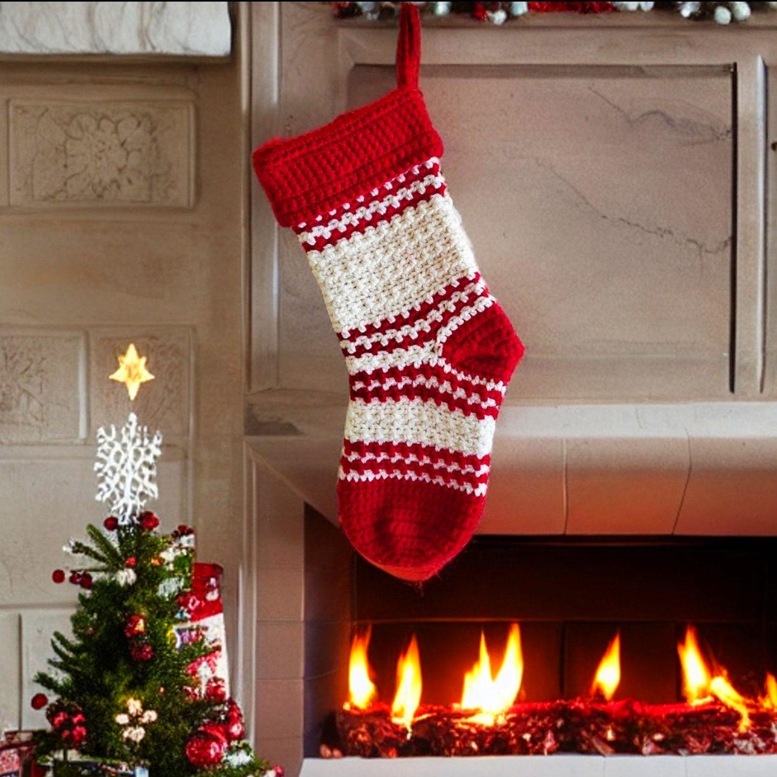 Rustic Christmas Stocking, XL - Etsy