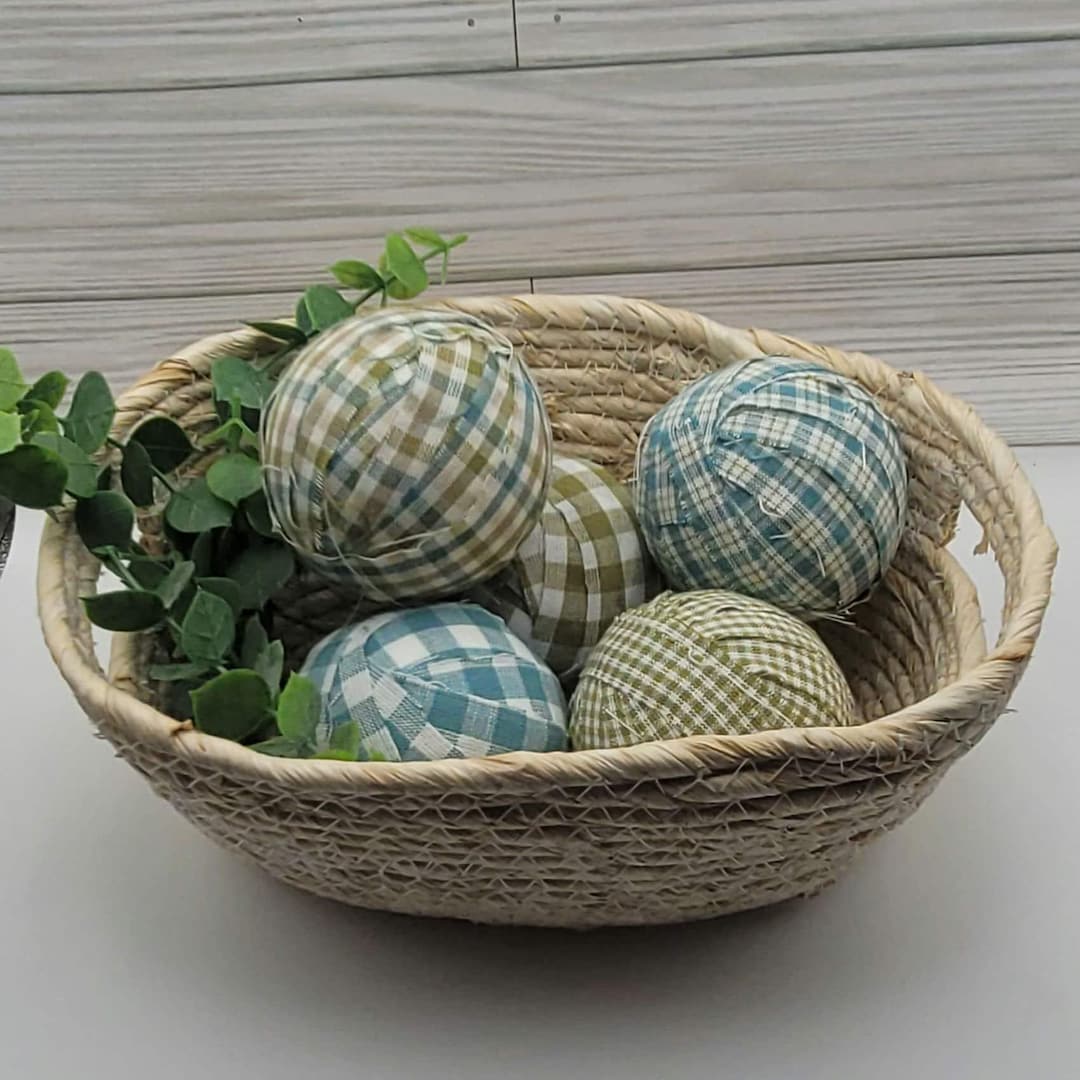 Farmhouse Rag Balls: Homespun Dough Bowl Filler, Set of 5 - Etsy
