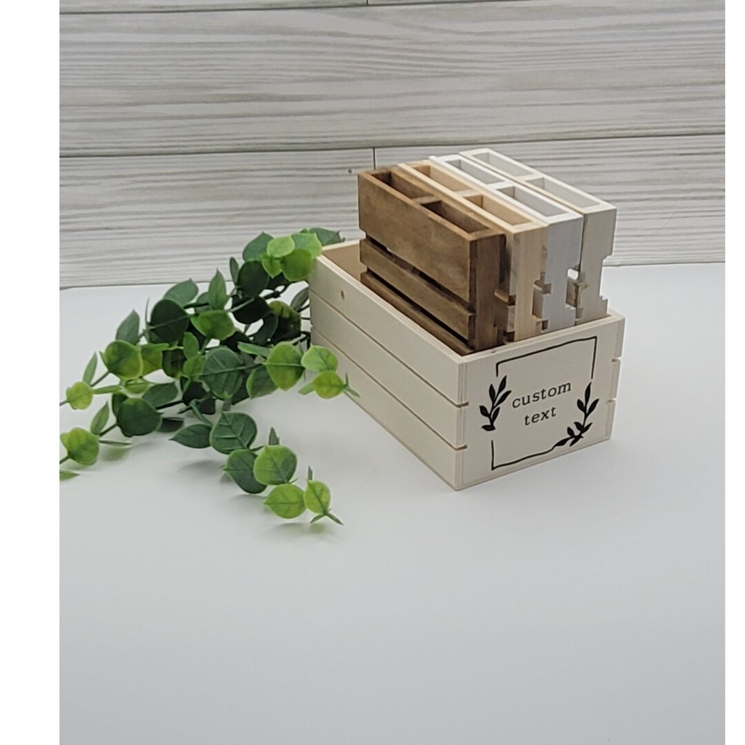 Mini Wood Pallet Coaster Set With Storage Crate: Customizable Farmhouse ...