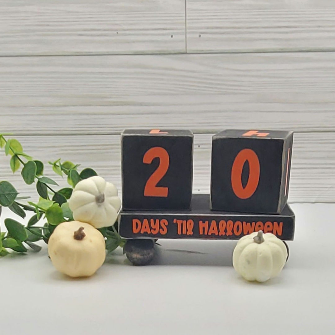 Halloween Countdown Calendar: Black Number Blocks, Handmade Decor - Etsy