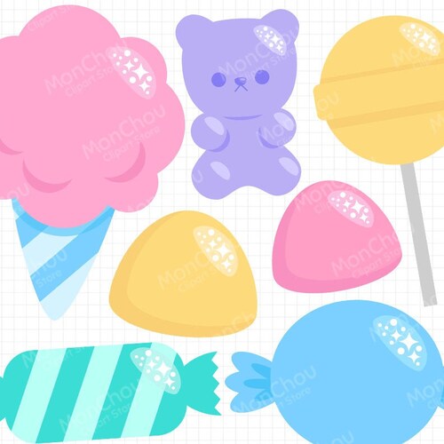 Kawaii Candy Clipart Candies and Sweets Clipart Set - Etsy Canada