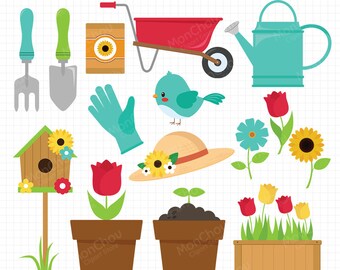Gardening Clipart Spring Clipart Floral Clipart Planner - Etsy