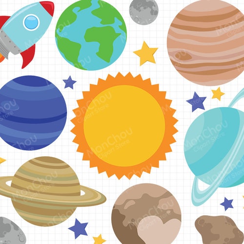 SOLAR SYSTEM Clipart Commercial Use Planets Graphics Space - Etsy