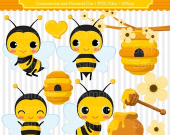 Honey Bears Clipart / Honey Jar / Honey Pot / Bee Hive | Etsy