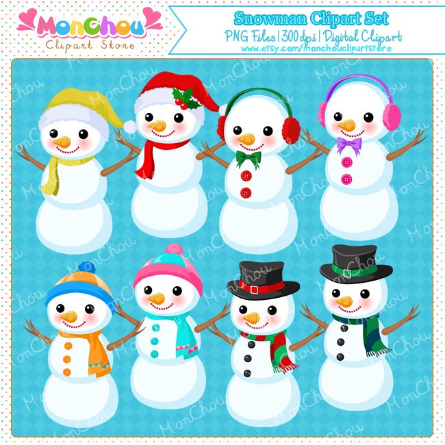 Snowman Clipart for Commercial and Personal Use Cliparts - Etsy