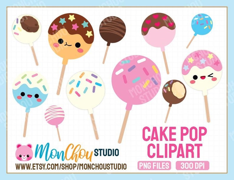 Cake Pop Clipart - Cute Cake Pops Clip Art Set Commercial and Personal ...