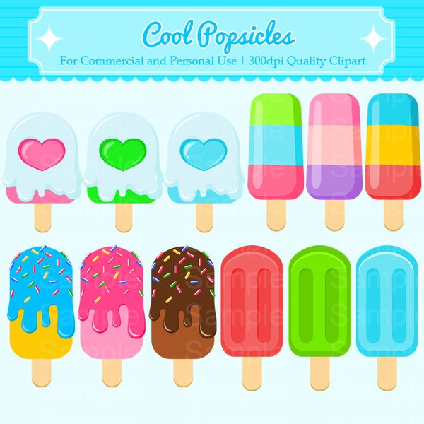 Popsicle Clipart - Etsy