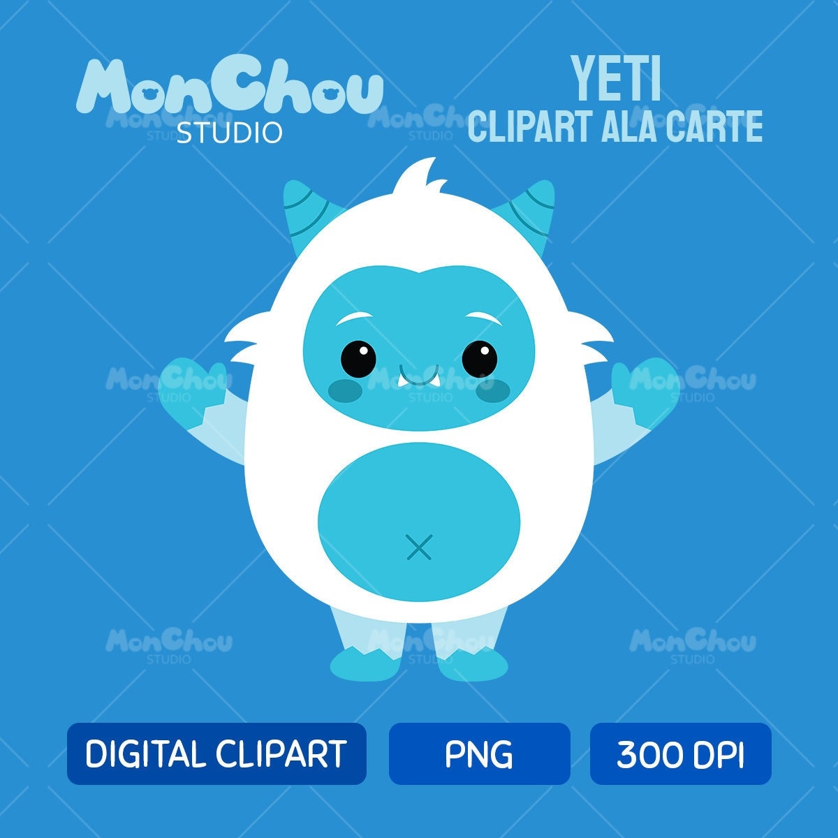 Yeti Clipart - Cute Yeti Clip Art Solo Ala Carte - Etsy