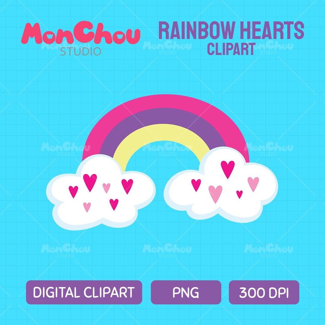 Rainbow Hearts Clipart - Cute Rainbow Hearts Clip Art Solo Ala Carte - Etsy