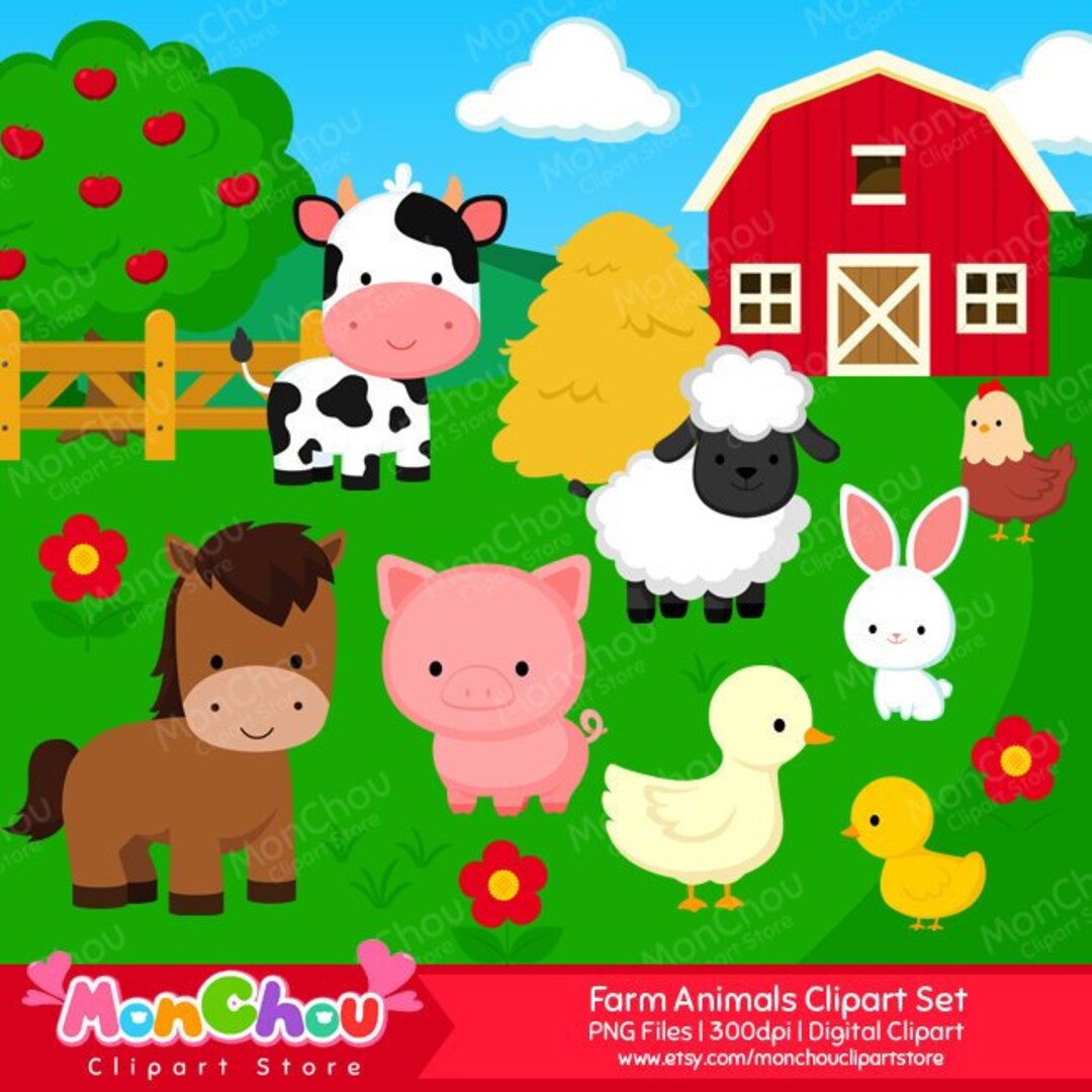 Farm Animals Clipart Clip Art for Commercial and Personal Use - Etsy