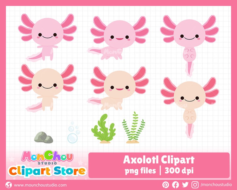 Axolotl Clipart Kawaii Axolotl Printable Clip Art for - Etsy Australia