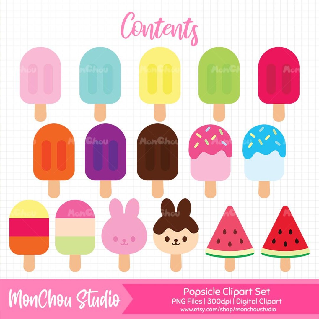 Popsicle Clipart - Ice Pop Clip Art Set - Instant Download - Commercial ...