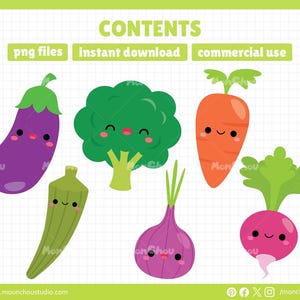 Cute Veggies Clipart Set - Kawaii Vegetable Printable Clip Art for ...