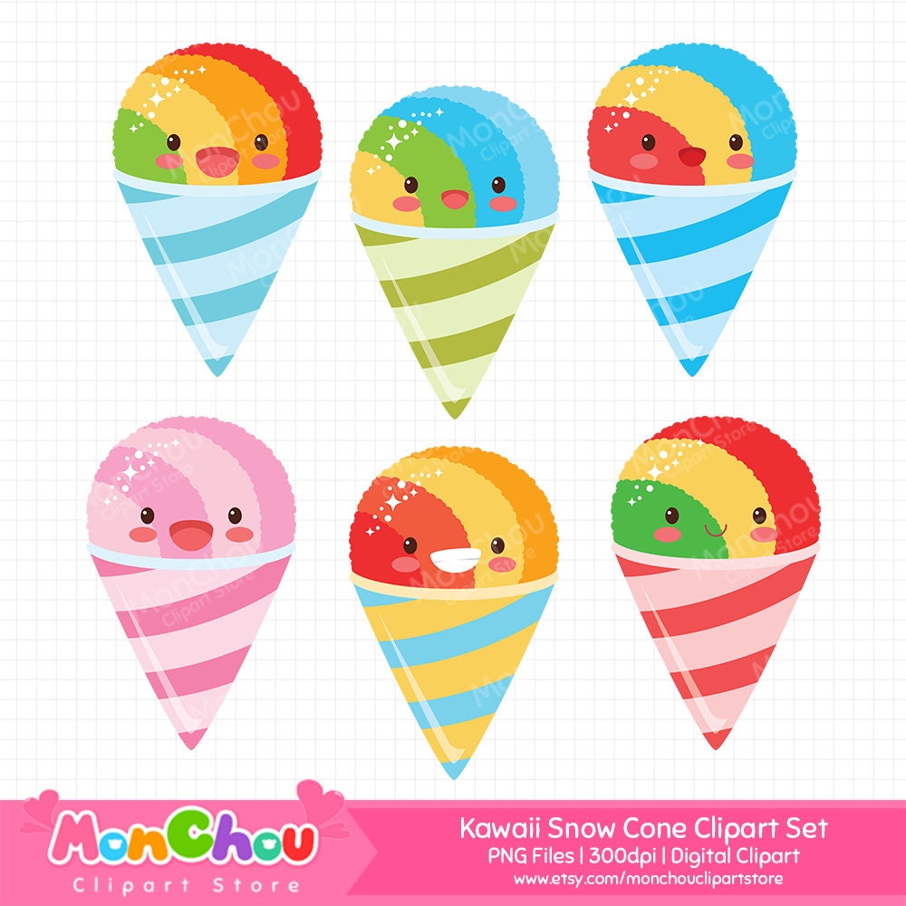 Snow Cone Clipart Kawaii Snowcone Clipart Set Commercial - Etsy Canada