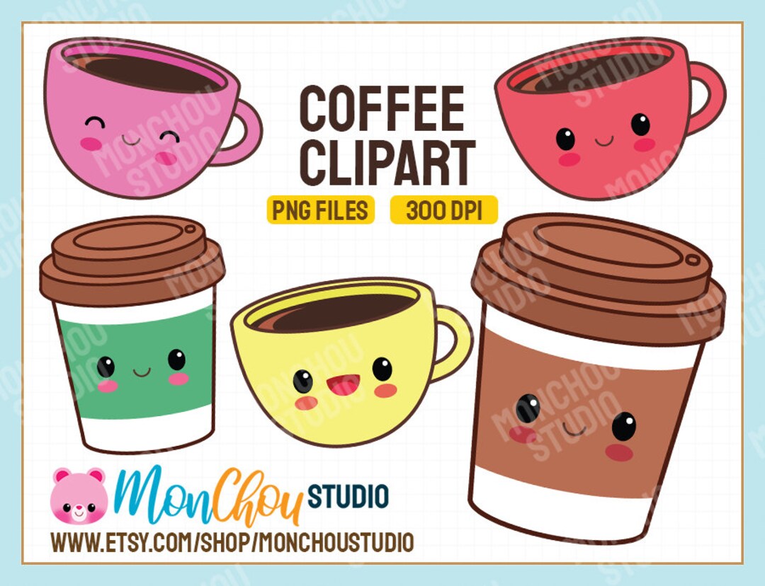 Kawaii Coffee Clipart - Commercial and Personal Use Cliparts - Etsy