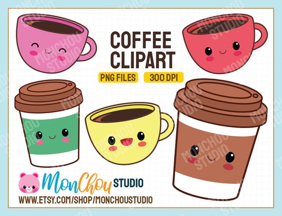 Kawaii Coffee Clipart Commercial and Personal Use Cliparts | Etsy