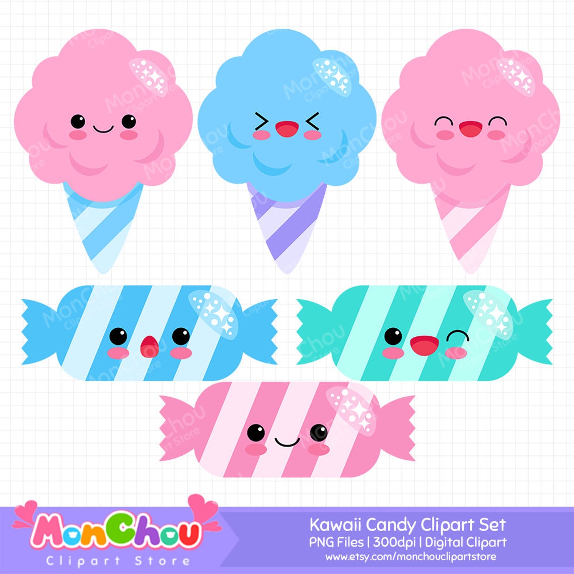 Kawaii Candy Clipart - Candies and Sweets Clipart Set - Instant ...