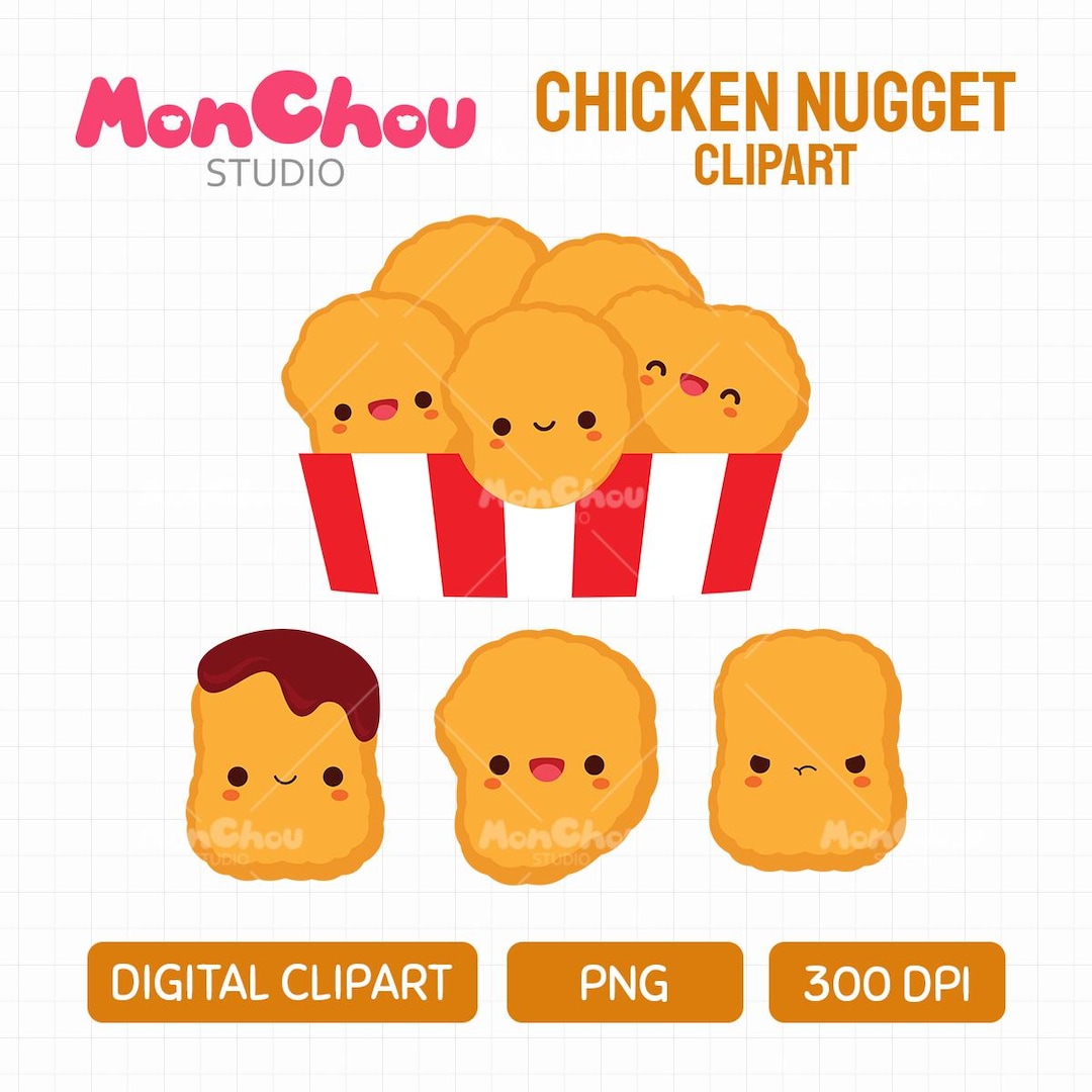 Chicken Nugget Clipart - Kawaii Chicken Nuggets Clip Art Solo - Etsy