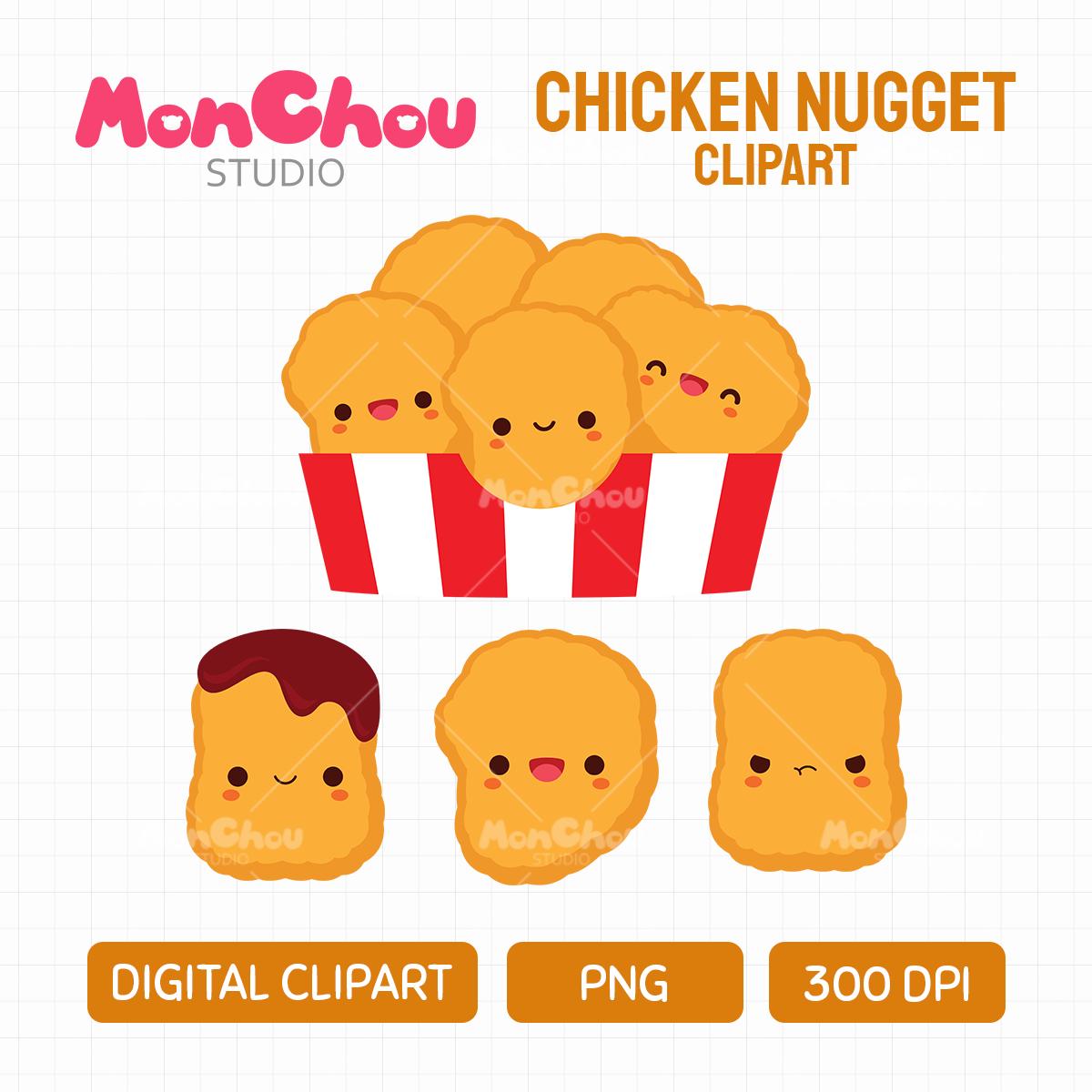 Chicken Nugget Clipart - Kawaii Chicken Nuggets Clip Art Solo - Etsy