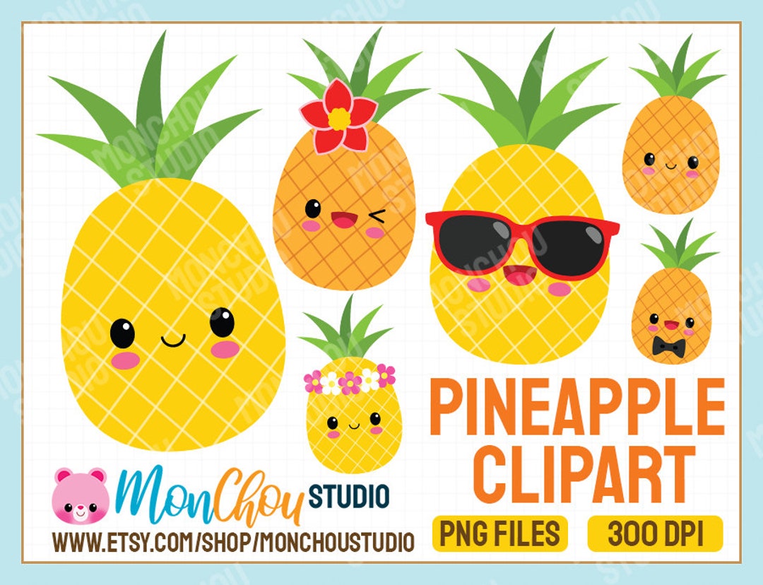 Kawaii Pineapple Clipart - Commercial and Personal Use Cliparts - Etsy