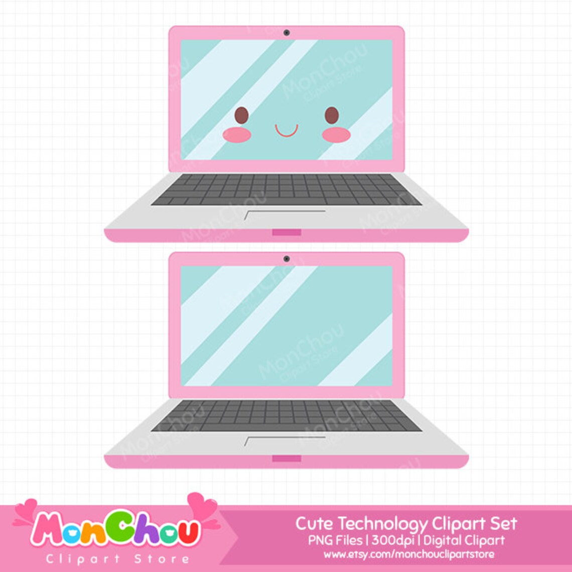 Kawaii Technology Clipart Cute Tech Clipart Set Instant | Etsy