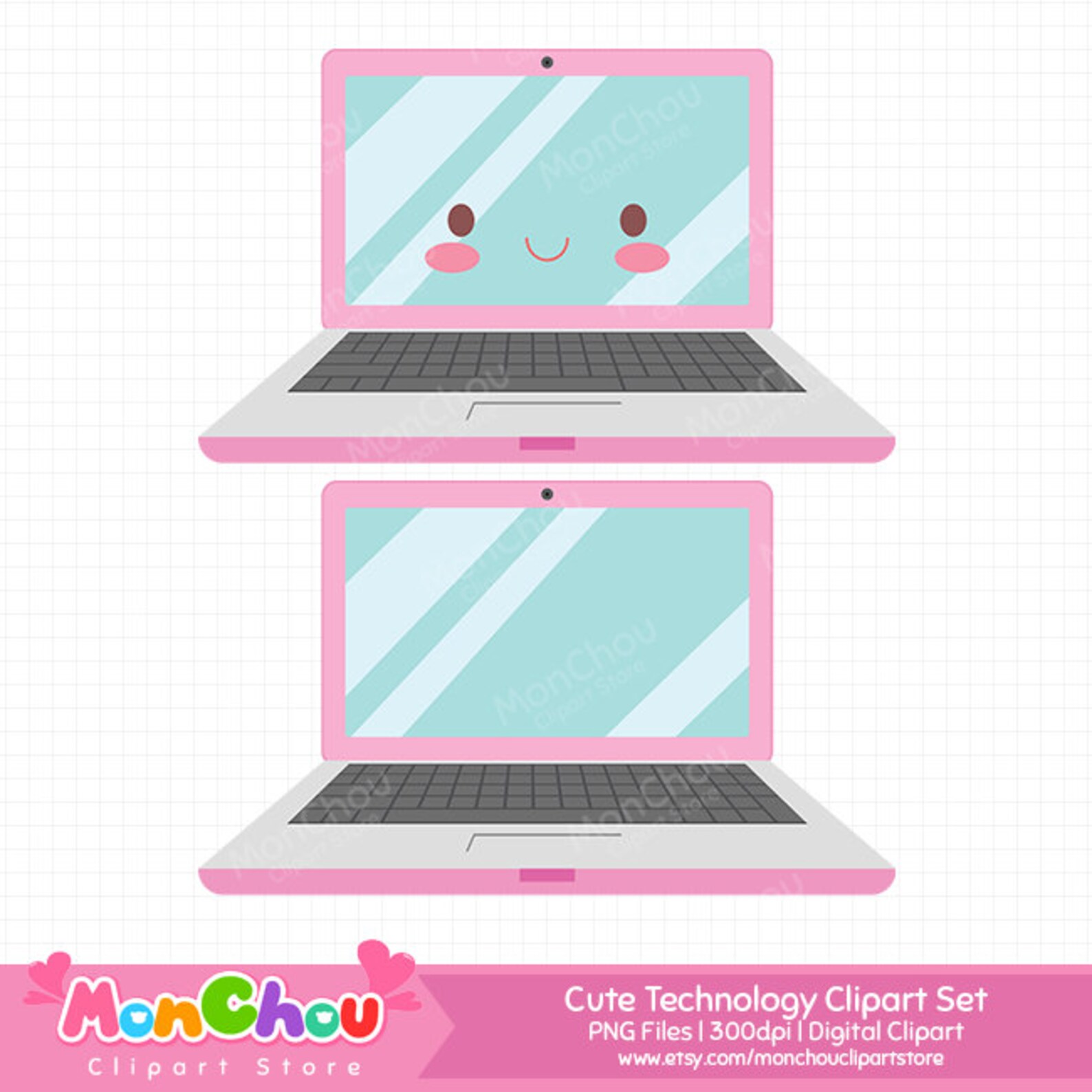 Kawaii Technology Clipart Cute Tech Clipart Set Instant | Etsy