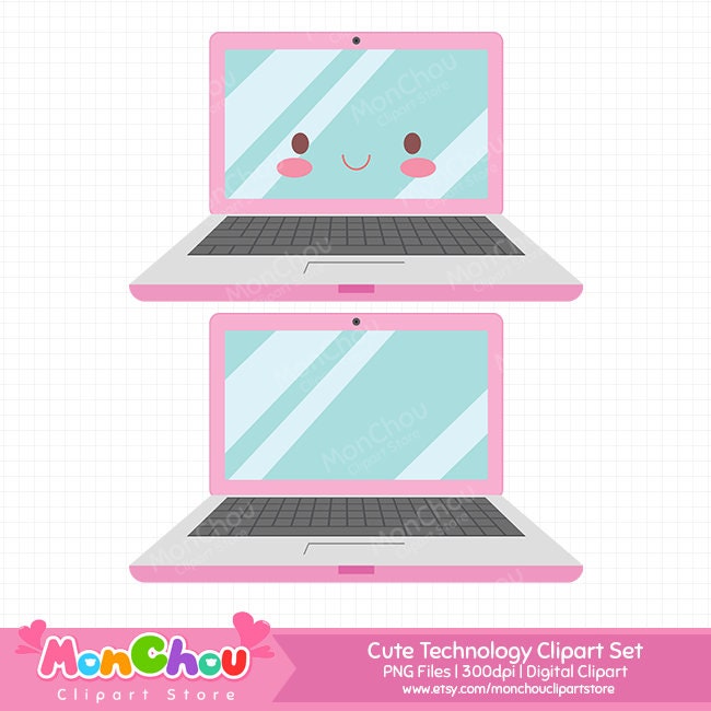 Kawaii Technology Clipart - Cute Tech Clipart Set - Instant Download ...