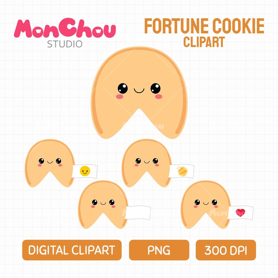 Fortune Cookie Clipart - Cute Fortune Cookie Clip Art Solo Ala Carte - Etsy